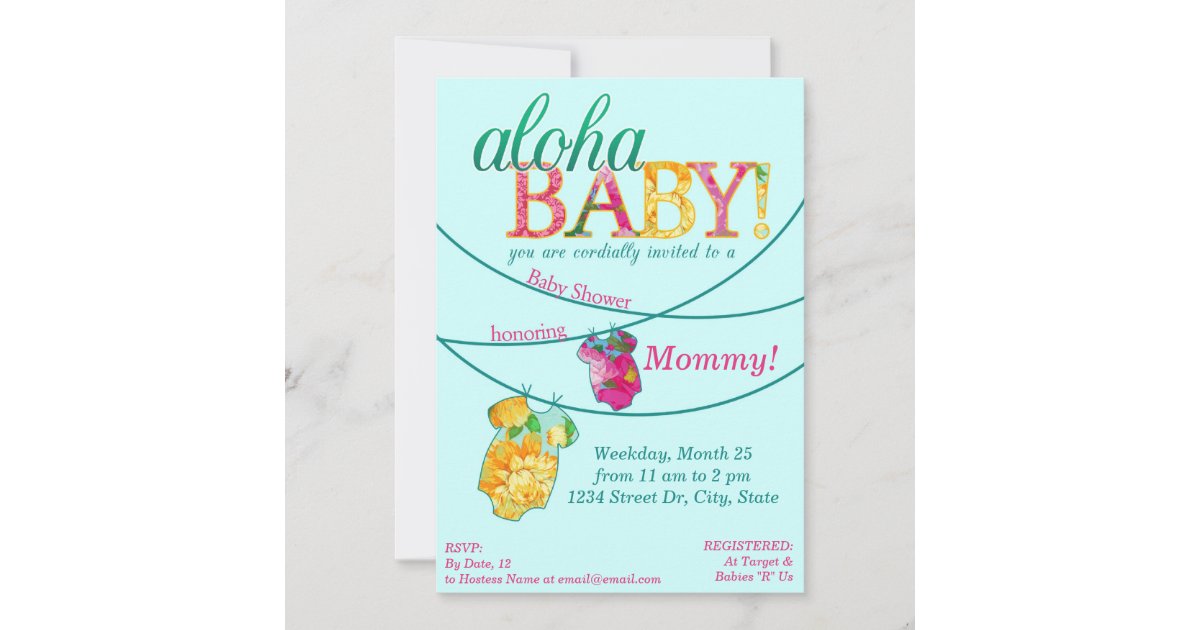 Hawaiian Shirt Onsie Luau Shower Invitation | Zazzle