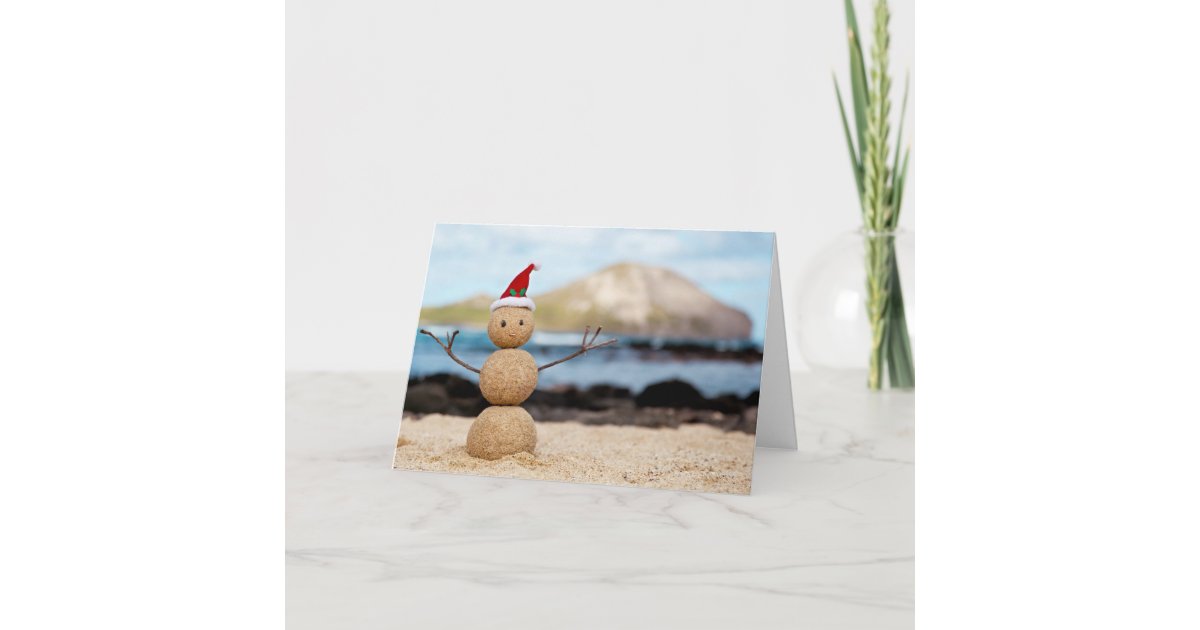 Hawaiian Snowman Christmas Card | Zazzle