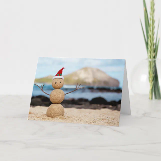 Hawaiian Snowman Christmas Card | Zazzle