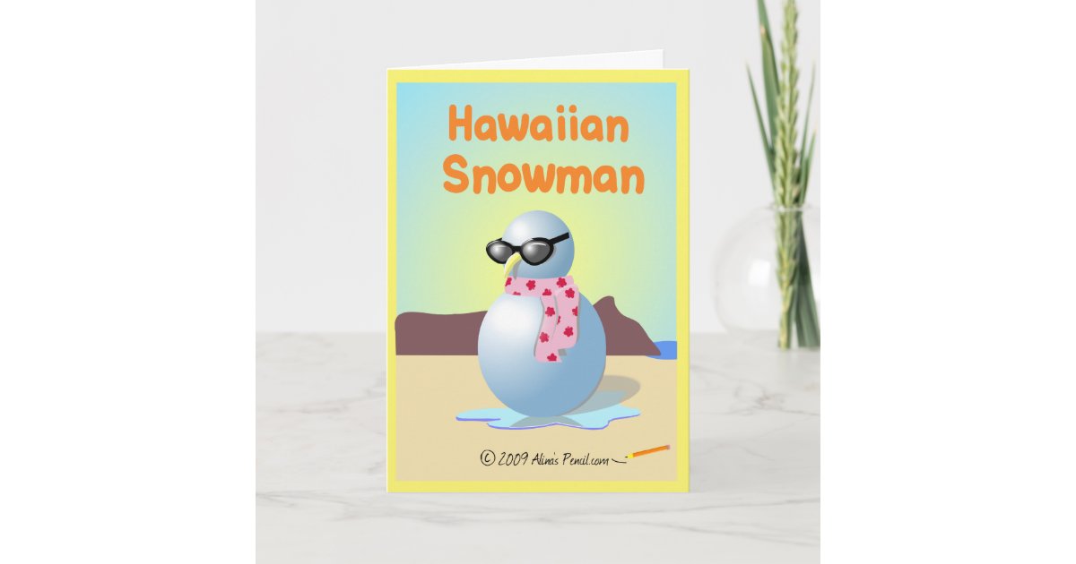 Hawaiian Snowman Christmas/Holiday Card | Zazzle
