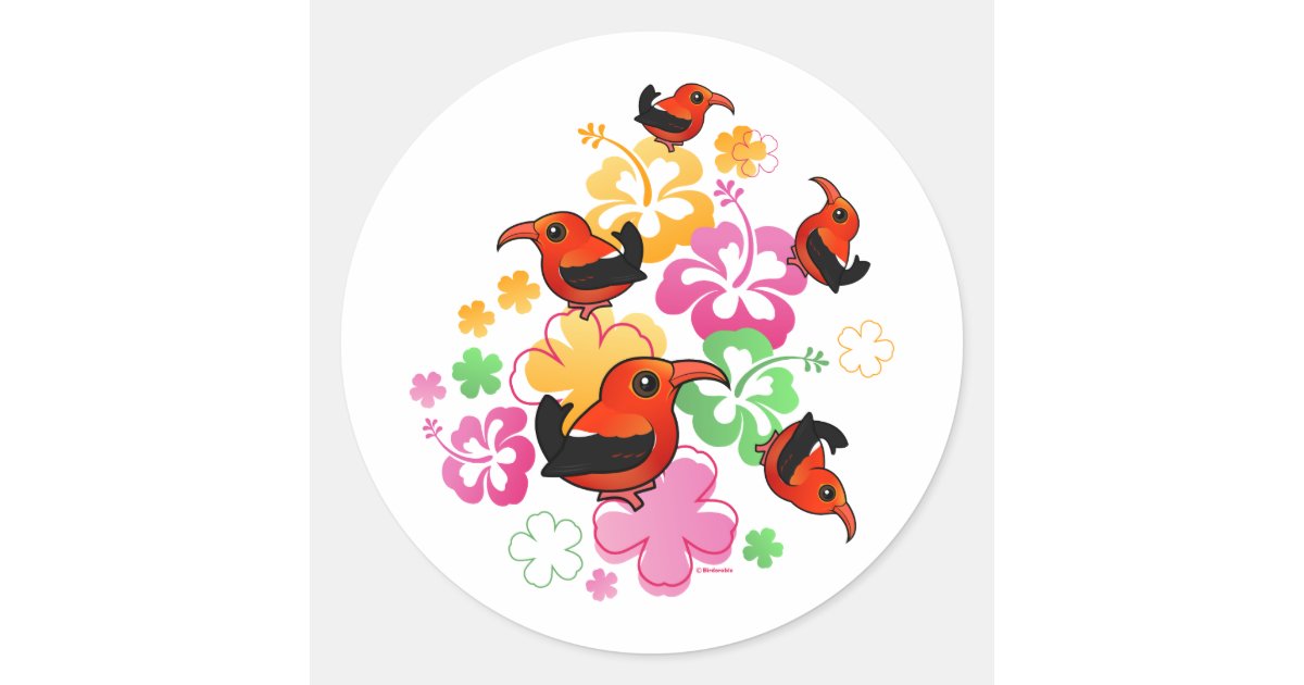 Hawaiian-style 'I'iwi Classic Round Sticker | Zazzle