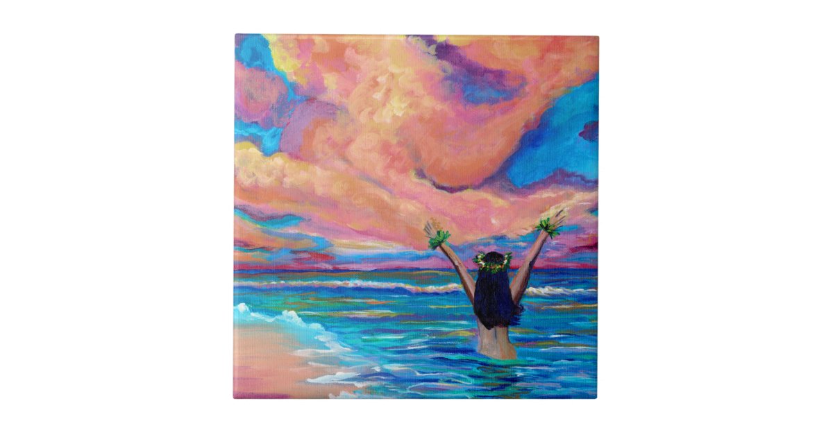 Hawaiian Sunrise Aloha Kakahiaka Ceramic Tile | Zazzle