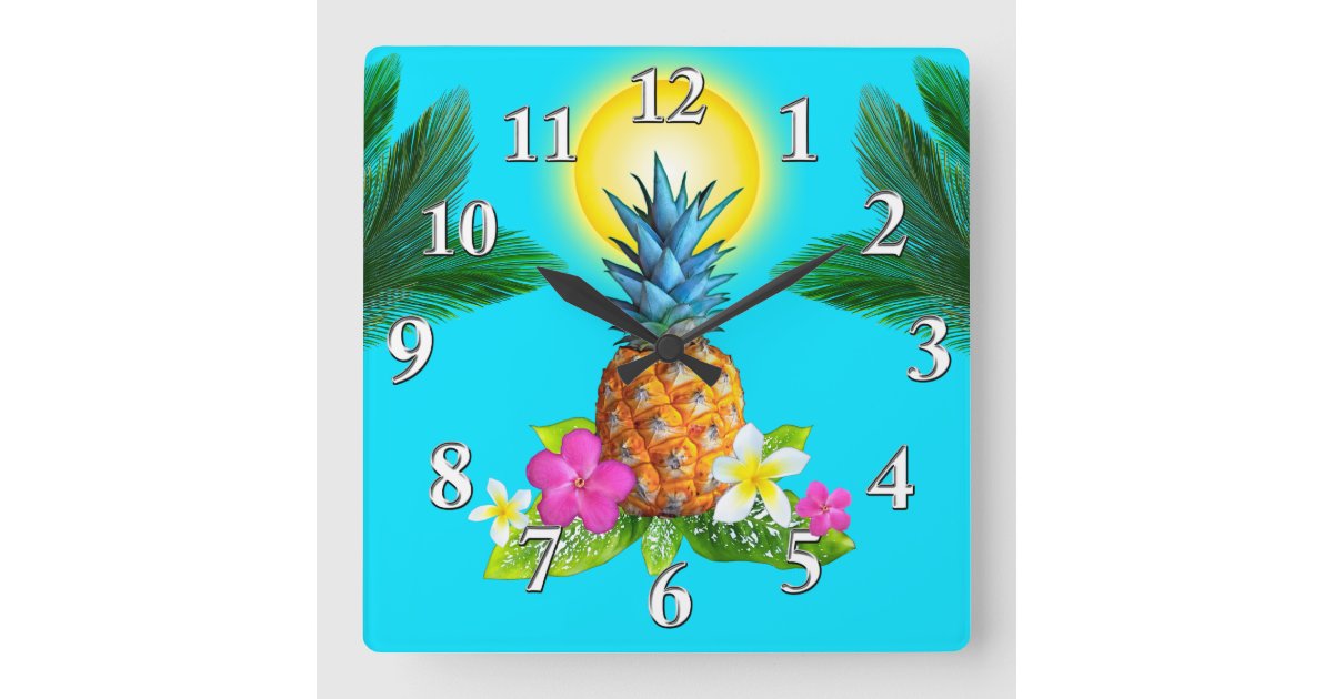 Hawaiian Themed Decor, Stunning Pineapple Clock | Zazzle