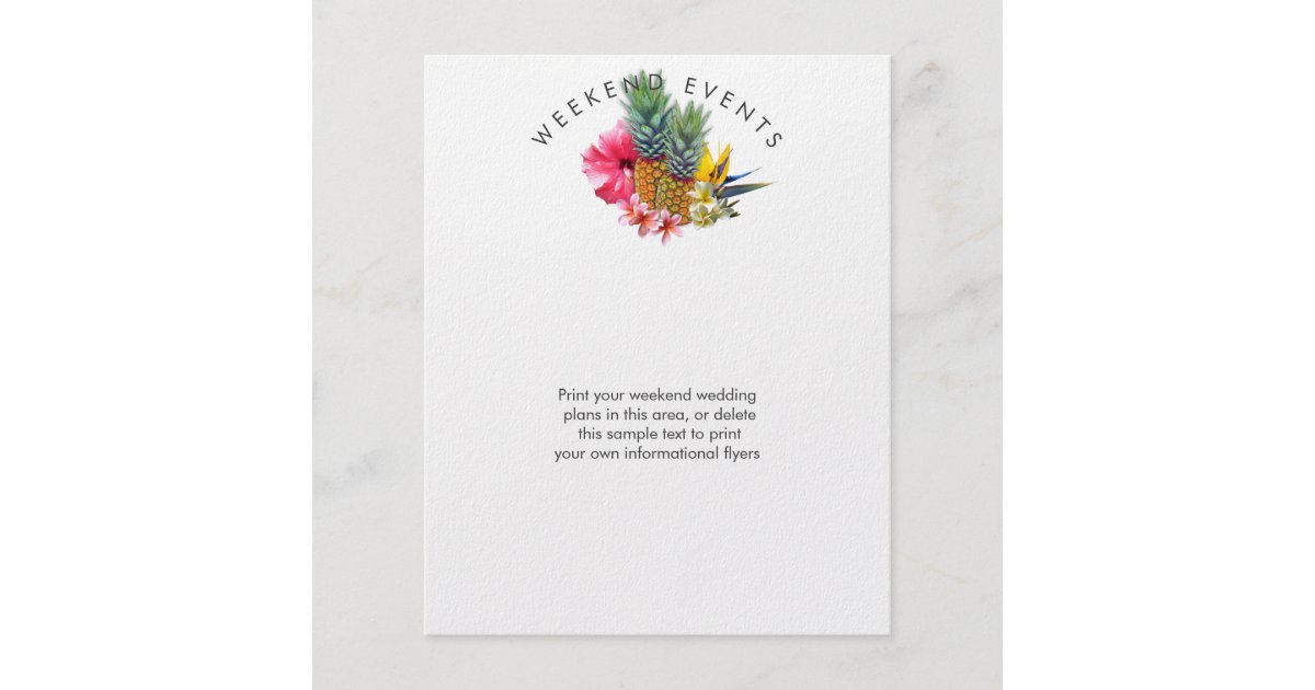Hawaiian Themed Weekend Wedding Events Flyer | Zazzle