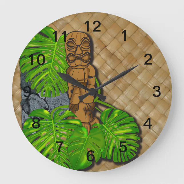 Hawaiian Tiki Lauhala Wall Clock | Zazzle
