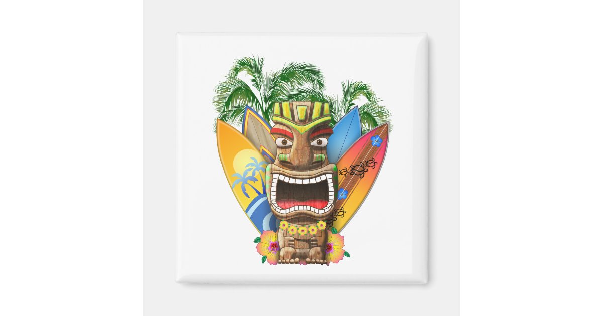 Hawaiian Tiki Surfing Magnet | Zazzle
