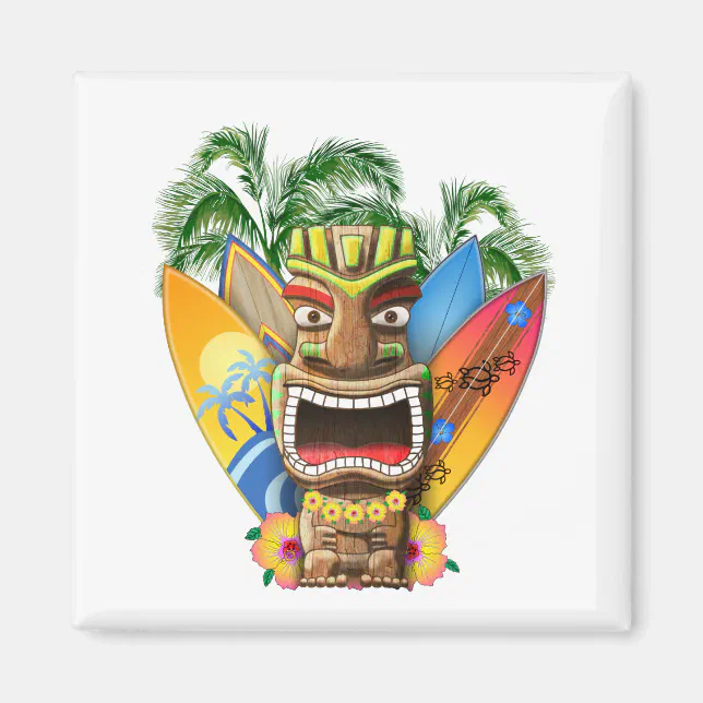 Hawaiian Tiki Surfing Magnet | Zazzle