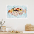 Hawaiian Triggerfish Fish Watercolor Poster | Zazzle