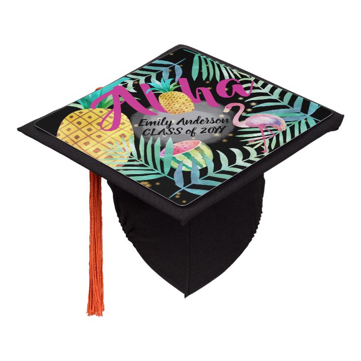 Hawaiian Tropical Graduation Cap Topper Customized | Zazzle
