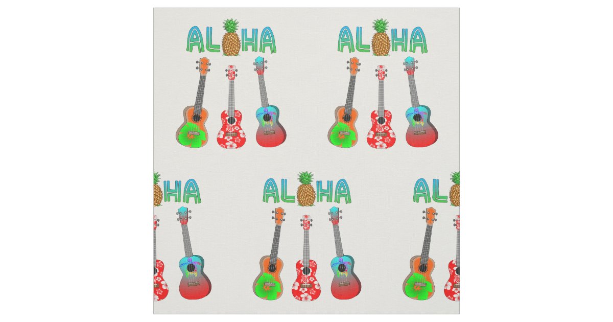 Hawaiian Ukulele Aloha Hawaii Fabric | Zazzle