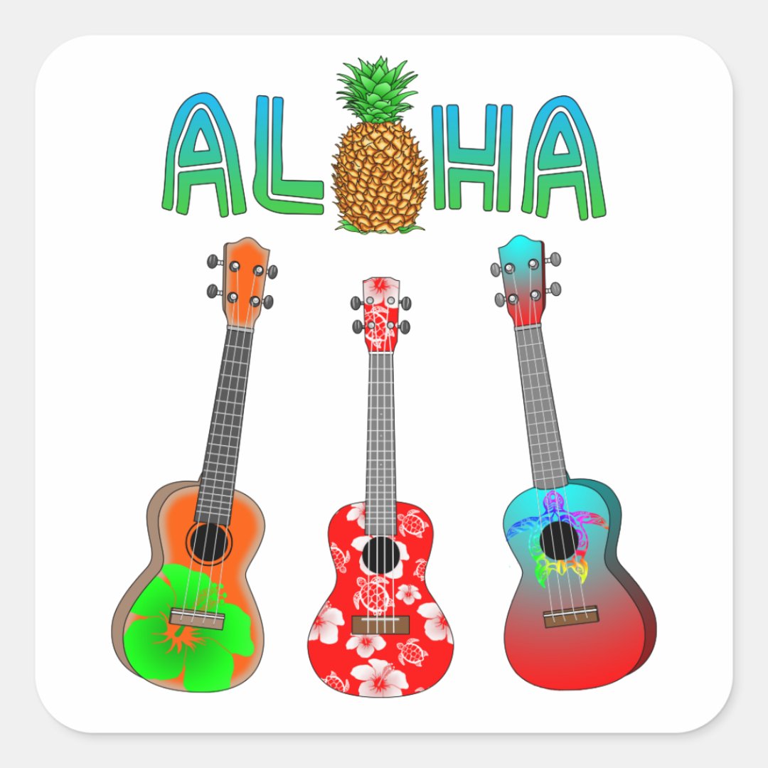 Hawaiian Ukulele Aloha Hawaii Square Sticker | Zazzle