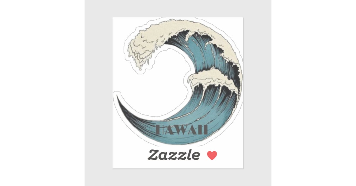 Hawaiian wave sticker | Zazzle