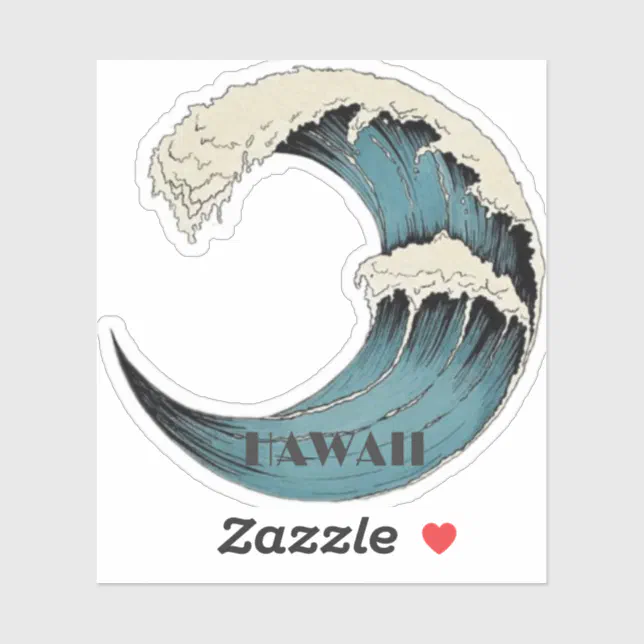 Hawaiian wave sticker | Zazzle