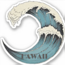 Hawaiian wave sticker | Zazzle