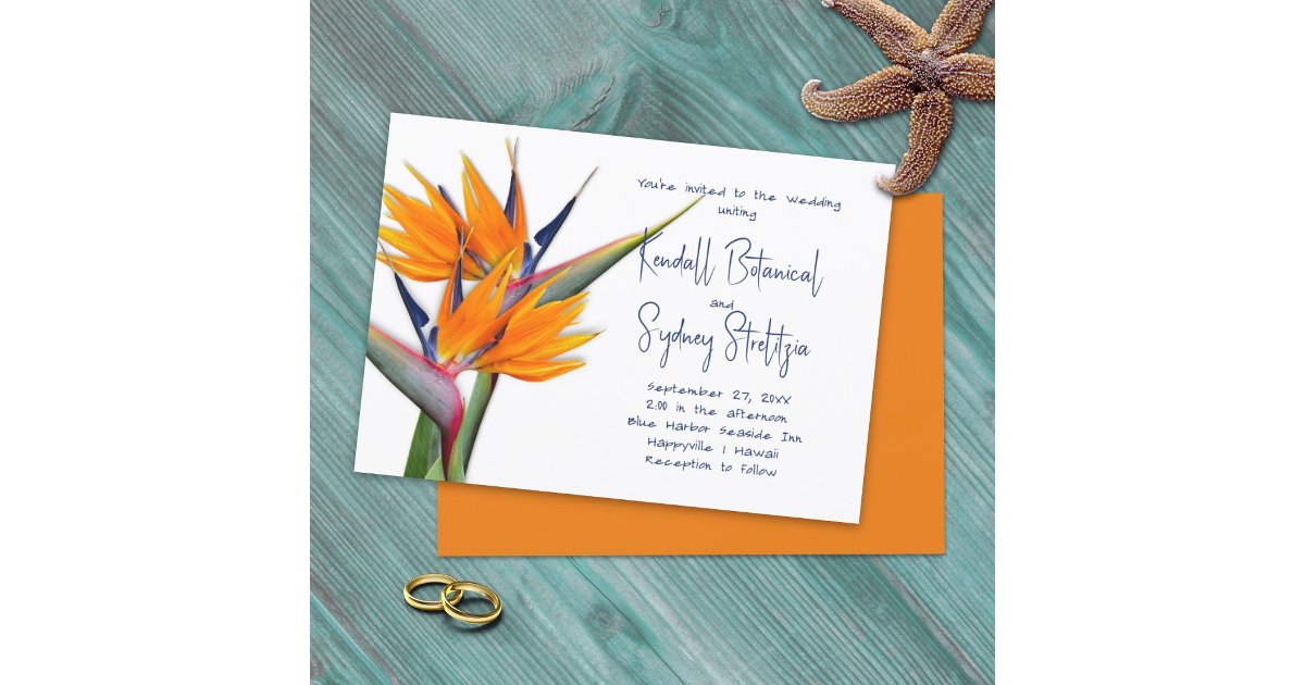 Hawaiian Wedding Bird-of-paradise Flowers Invitation | Zazzle