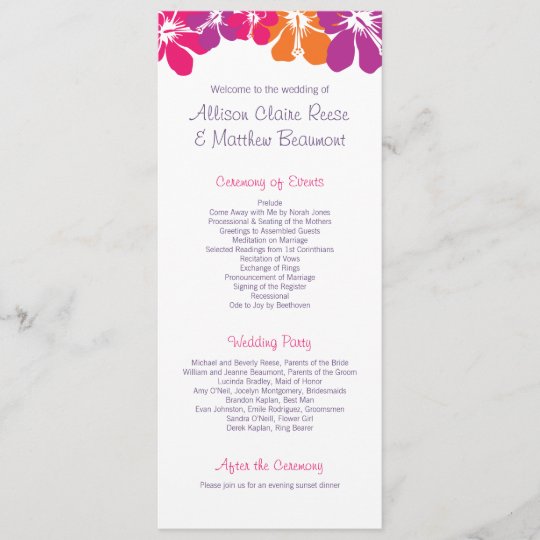 Hawaiian Wedding Program | Zazzle.com