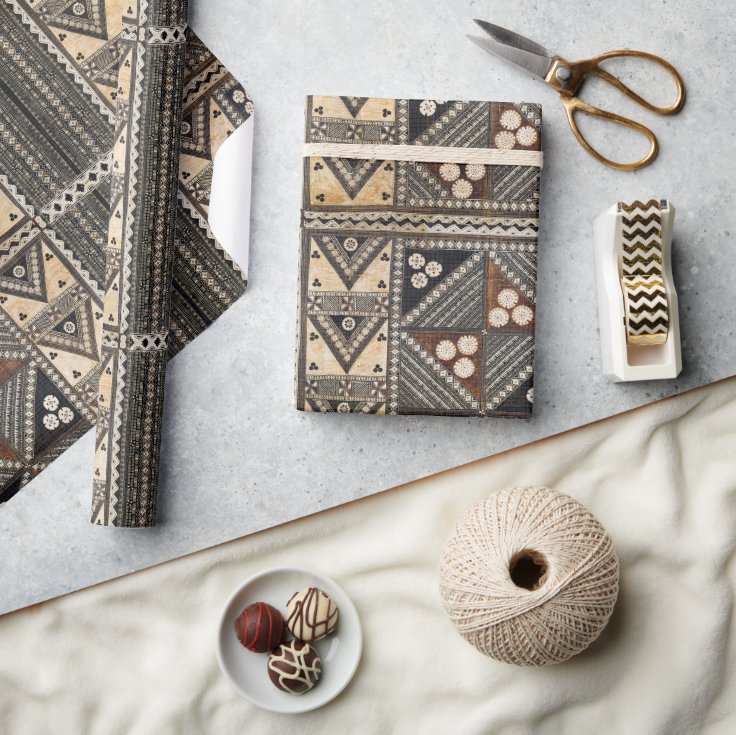 Hawaiian Wedding Tapa Cloth Wrapping Paper | Zazzle