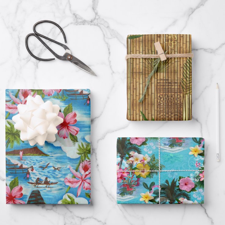 Hawaiian Wrapping Paper Set | Zazzle