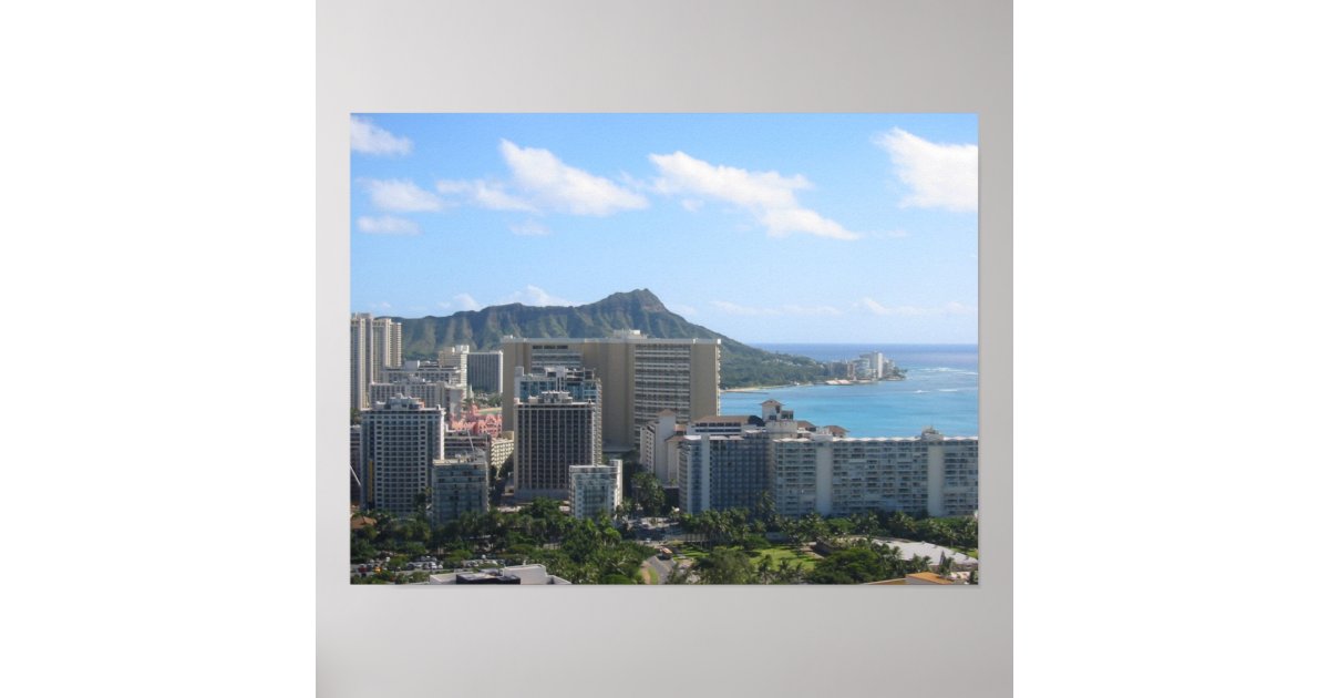 Hawaii's Waikiki and Diamond Head Poster | Zazzle