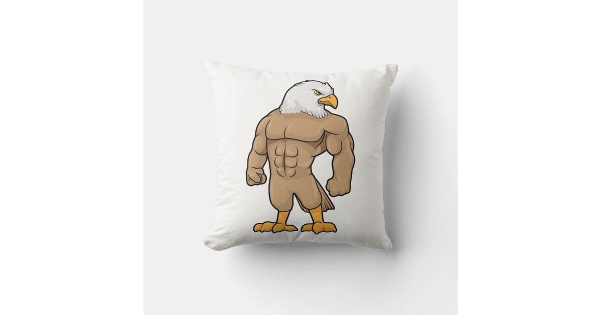 Hawk as Bodybuilder with Six pack Throw Pillow | Zazzle