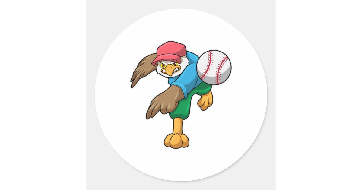 Hawk at Baseball with Baseball bat Classic Round Sticker | Zazzle