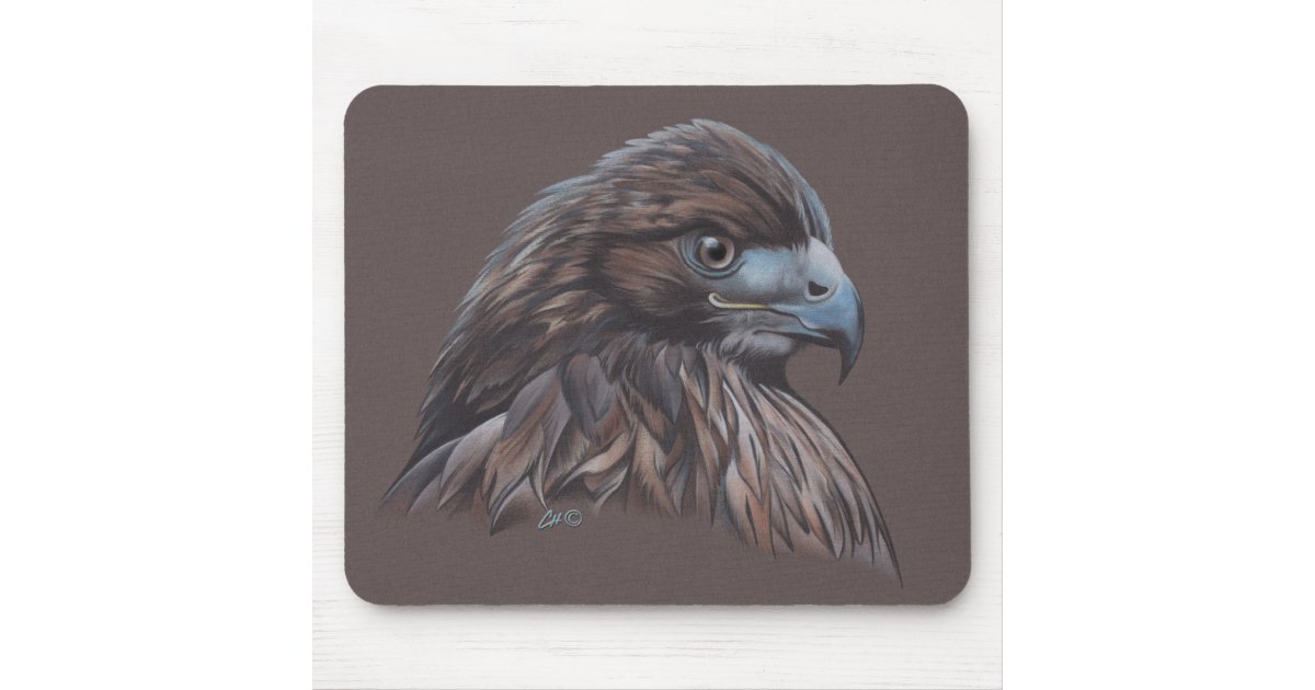 Hawk in Colored Pencil Mouse Pad | Zazzle