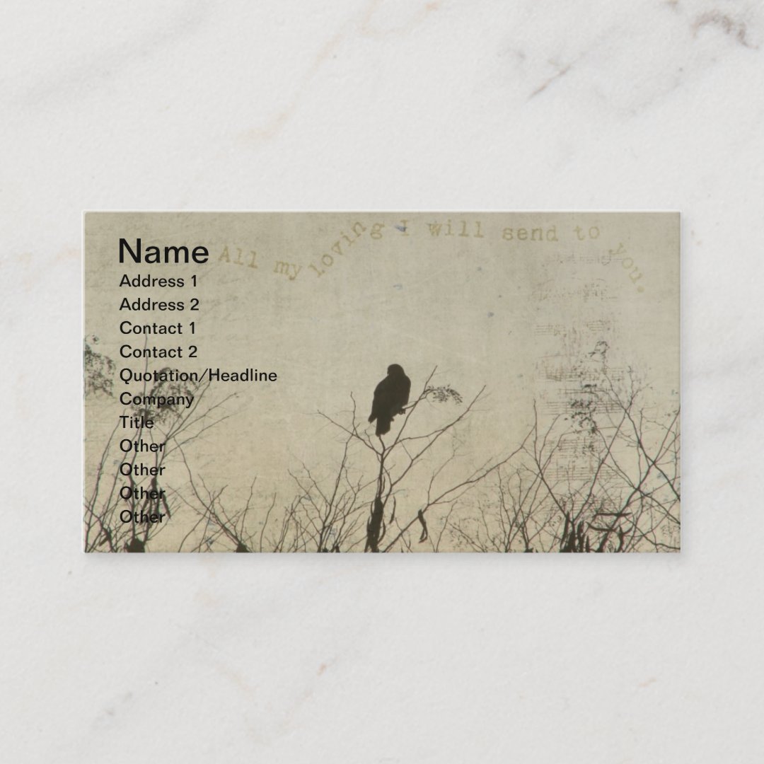 Hawk Love, Hawk in Tree Branches Digital Art Business Card | Zazzle