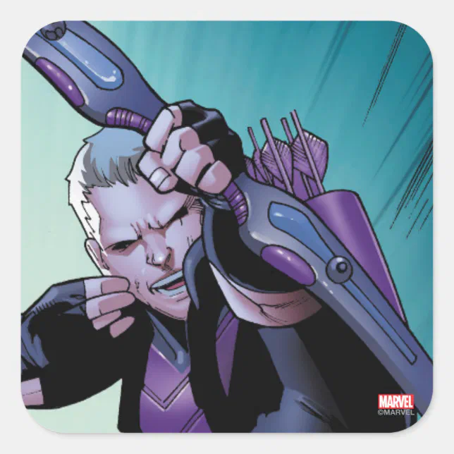 Hawkeye Firing Arrows Comic Panel Square Sticker | Zazzle