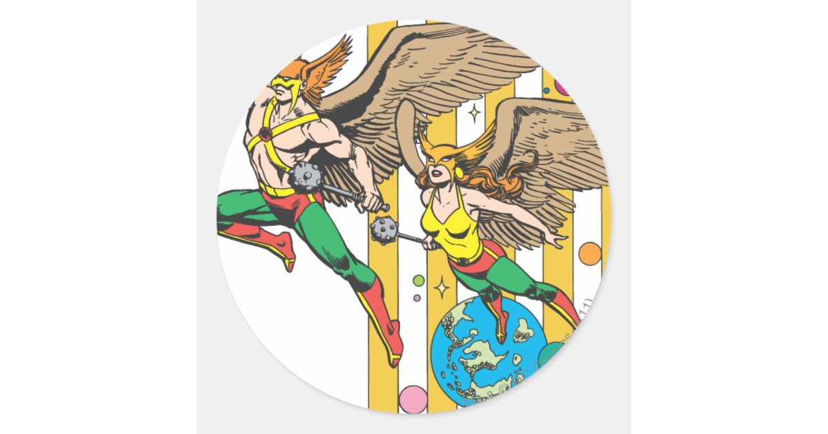 Hawkman & Hawkwoman Classic Round Sticker | Zazzle