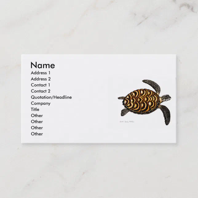 Hawksbill Sea Turtle Business Card | Zazzle