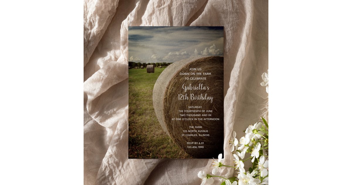 Hay Bales Country Farm Birthday Party Invitation | Zazzle