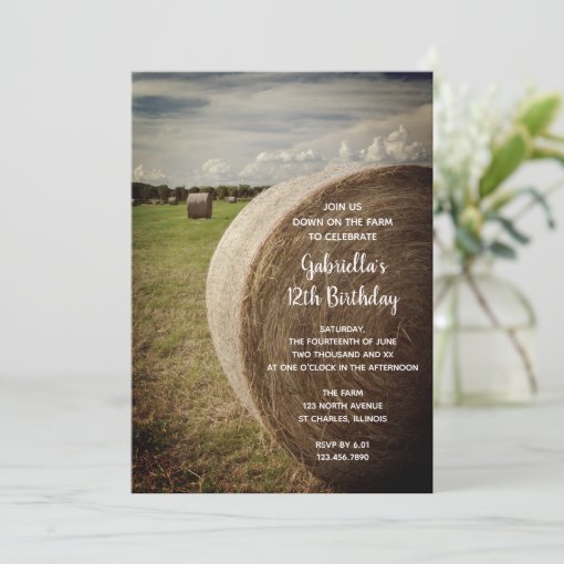 Hay Bales Country Farm Birthday Party Invitation | Zazzle