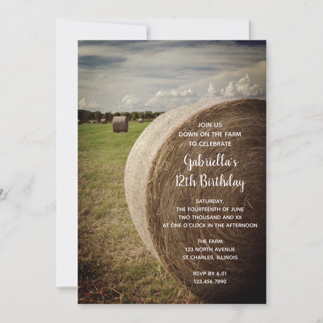Hay Bales Country Farm Birthday Party Invitation | Zazzle