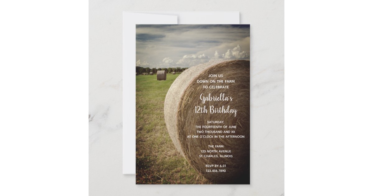 Hay Bales Country Farm Birthday Party Invitation | Zazzle.com
