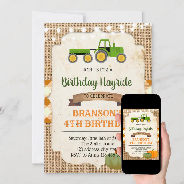Hay ride party birthday invitation | Zazzle