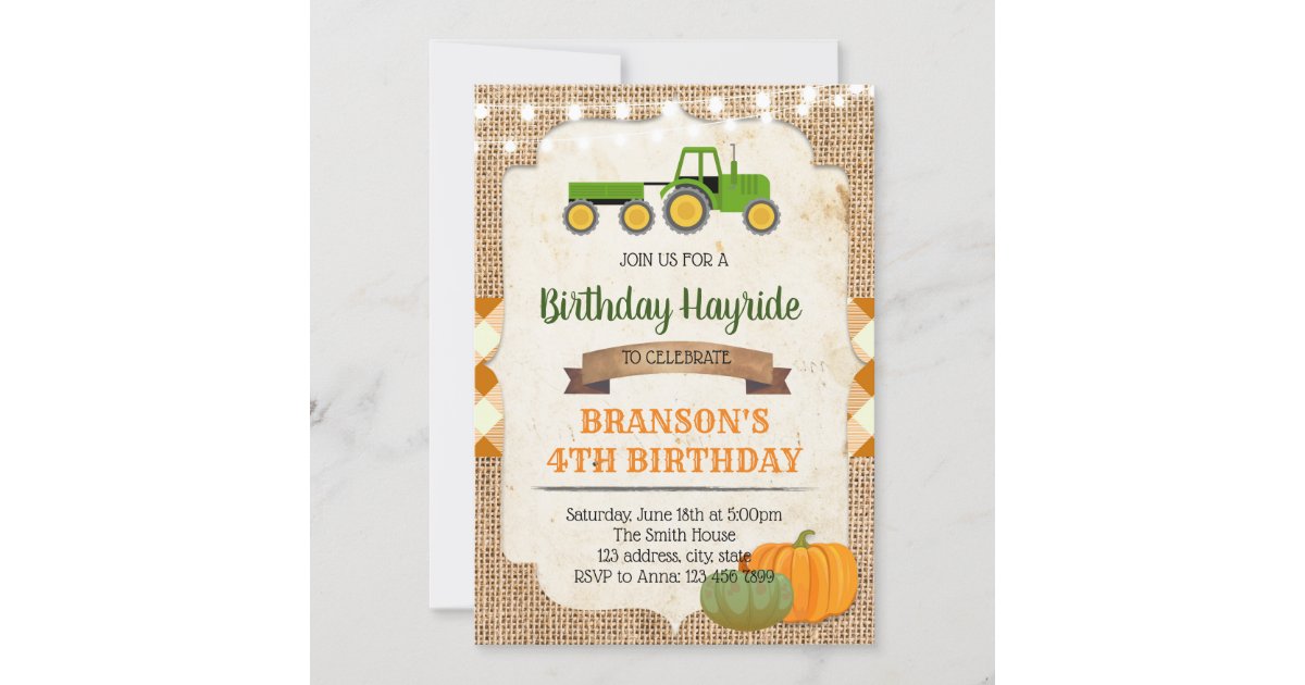 Hay ride party birthday invitation | Zazzle