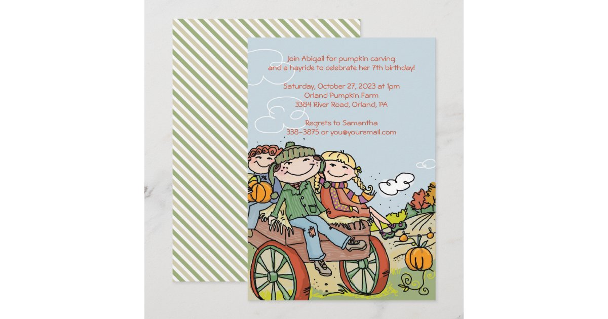 Hayride Kids Invitations for Fall Birthday Party | Zazzle