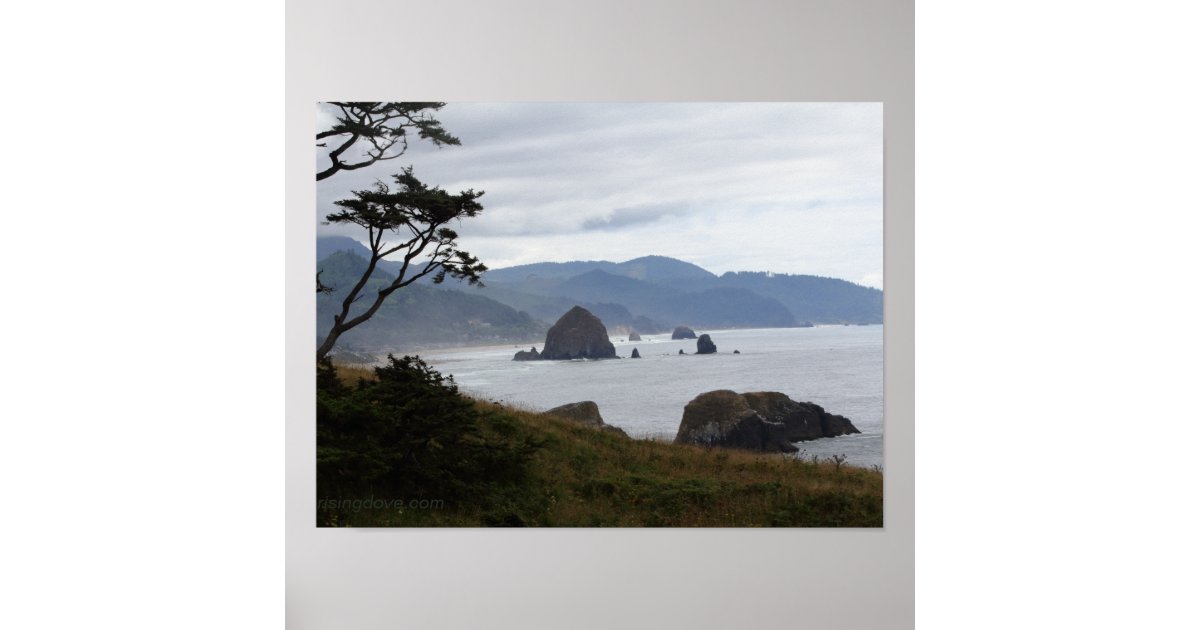 "Haystack Rock from Ecola State Park, Oregon #1" Poster | Zazzle