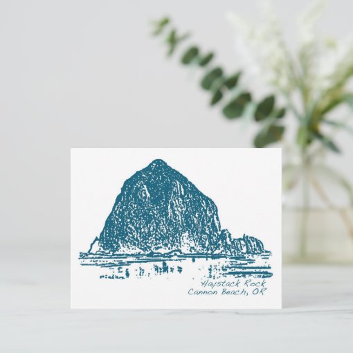 Haystack Rock Illustration Postcard | Zazzle