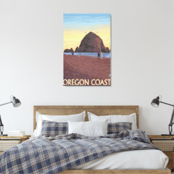 Haystack Rock Vintage Travel Poster Canvas Print | Zazzle