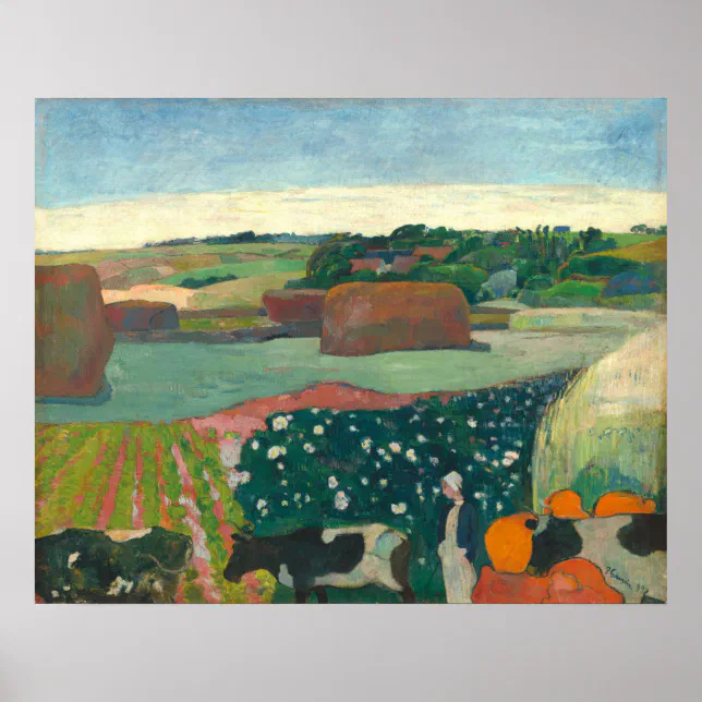 Haystacks in Brittany - Paul Gauguin Fine Art Poster | Zazzle