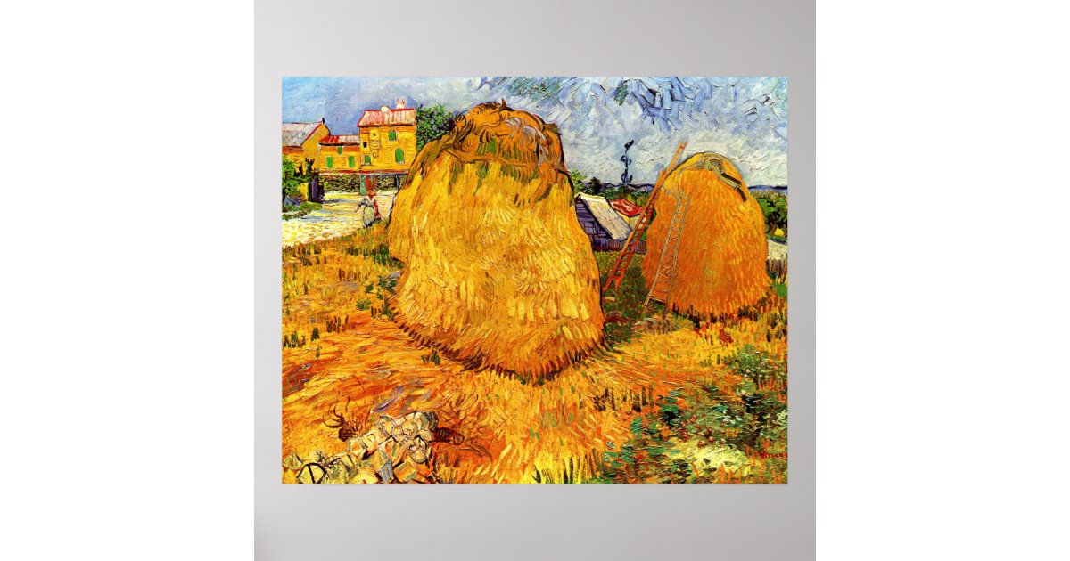 Haystacks in Provence by Vincent van Gogh Poster | Zazzle