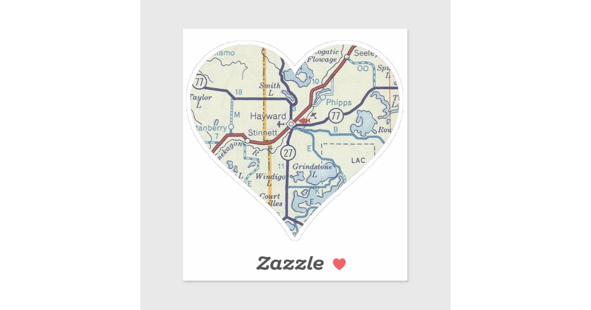 Hayward WI Vintage Map Sticker | Zazzle