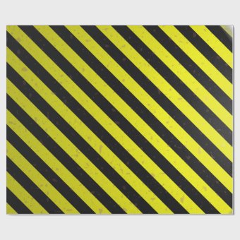 Hazard Warning Black & Yellow Wrapping Paper | Zazzle