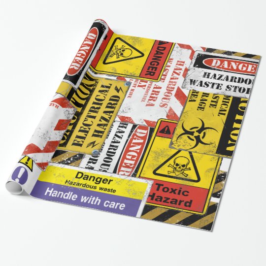 Hazard Warning Wrapping Paper | Zazzle.com