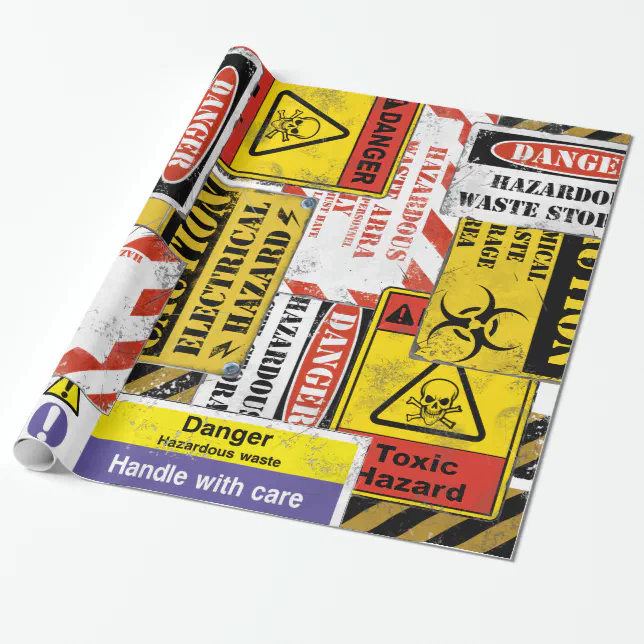 Hazard Warning Wrapping Paper | Zazzle