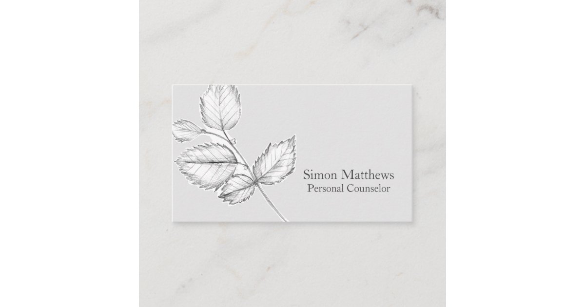 Hazel Tree Leaves Botanical Pencil Drawing Grey Business Card | Zazzle