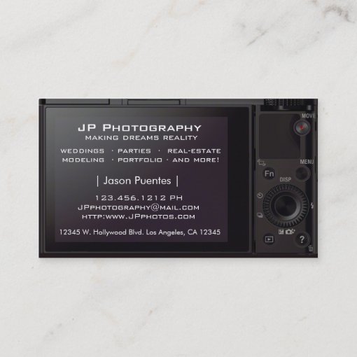 HD Lens Digital Camera Photographer Business Card | Zazzle