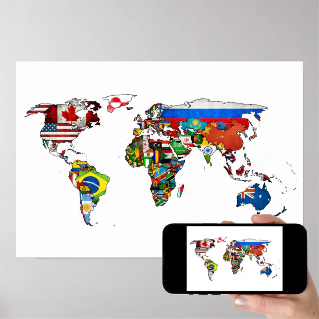 HD World Flags Map Poster | Zazzle
