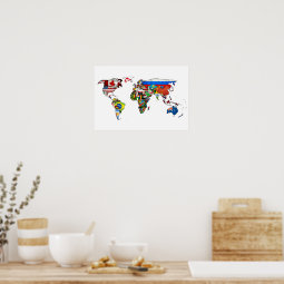 HD World Flags Map Poster | Zazzle
